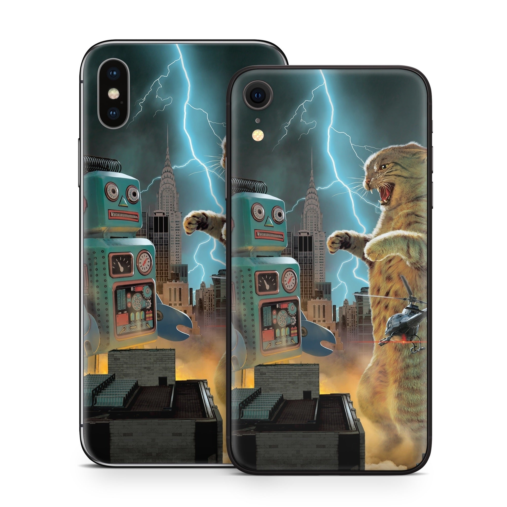Catzilla Vs Robot - Apple iPhone X Skin
